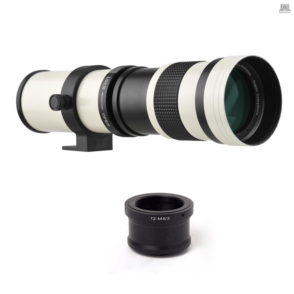 Camera MF Super Telephoto Zoom Lens F/8.3-16 420-800mm T2 Mount with M4/3-mount Adapter Ring 1/4 ...