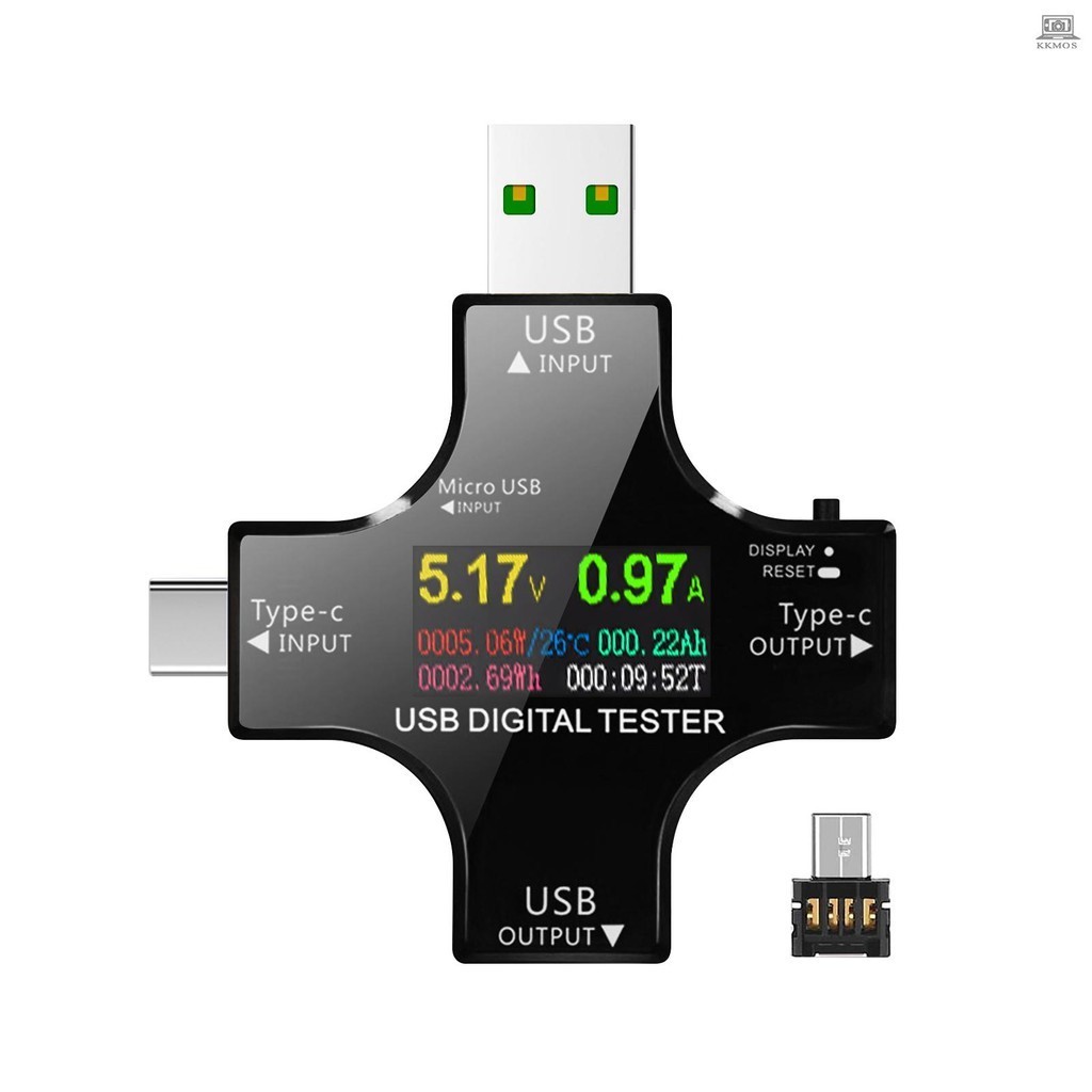 2 in 1 Type C USB Tester with IPS LCD Color Screen USB Voltmeter ...