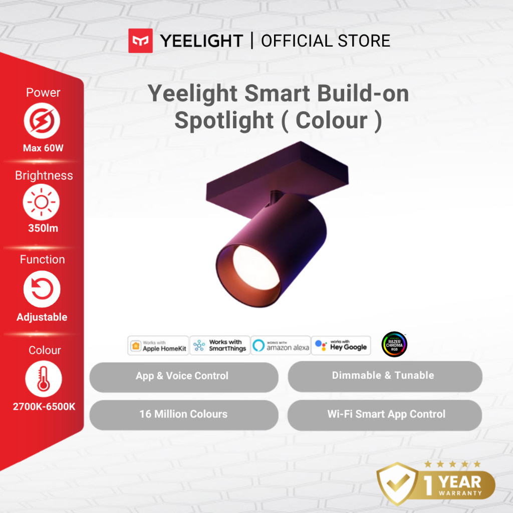 [NEW ARRIVAL] Yeelight Smart Build-on Spotlight (Color) | Dimmable ...
