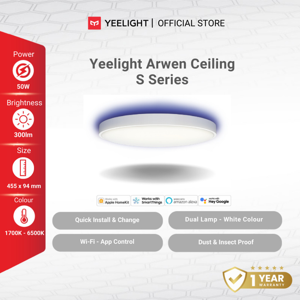 Yeelight Arwen Ceiling Light 550S/450S S Series WiFi App Control ...