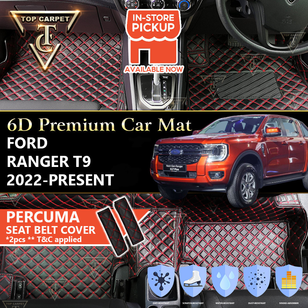 Top Carpet FORD RANGER T9 ( 2022 - 2025 ) 6D PU Leather Car Carpet VIP ...