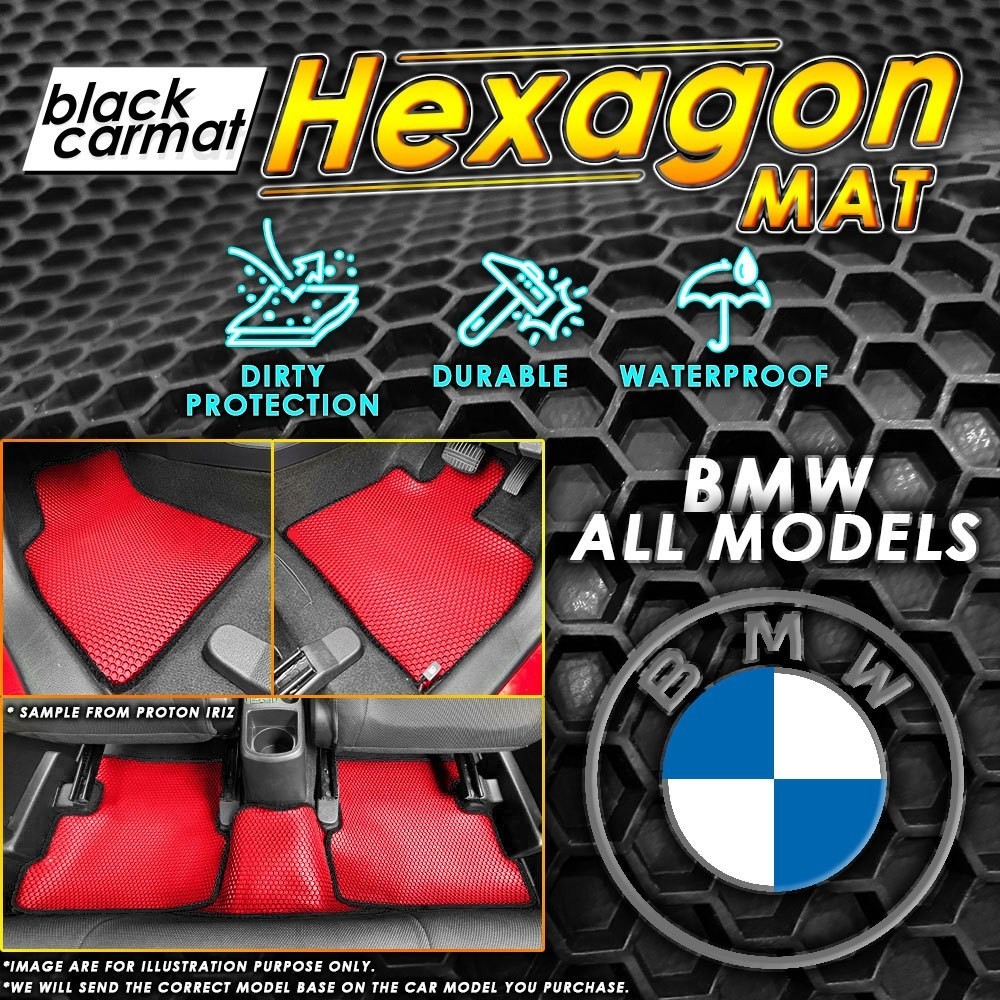 [ BMW ] Hexagon Rubber Mat For BMW F20, E90, F30, E60, F10, G30, G11 ...