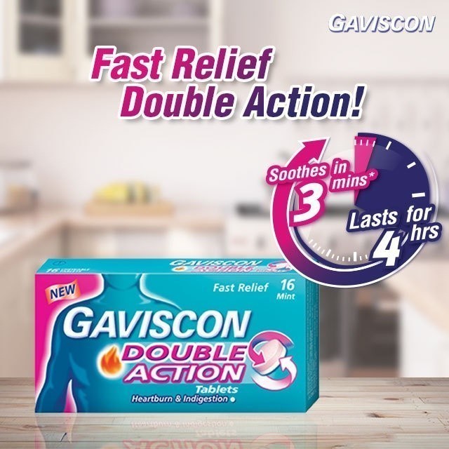 Gaviscon Double Action Tablet (250mg x 16's) - Fast Relief Heartburn ...