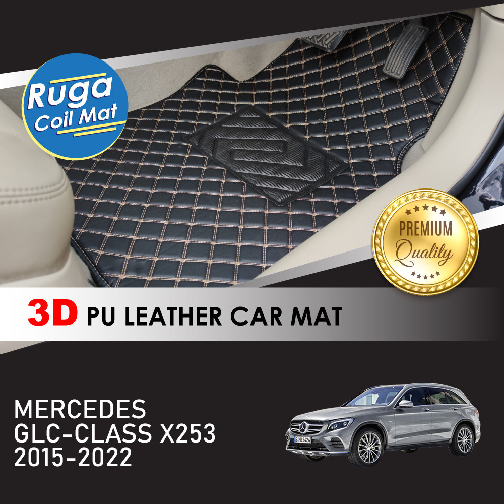 MERCEDES-BENZ GLC-CLASS X253 ( 2015 - 2022 ) 3D PU Leather Car Carpet ...