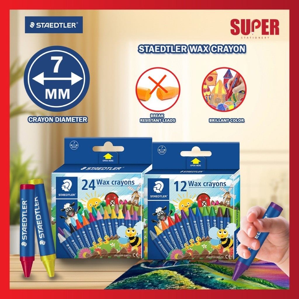 [Super Stationery] Staedtler Noris Krayon 12/ 24 Warna Krayon Kanak ...