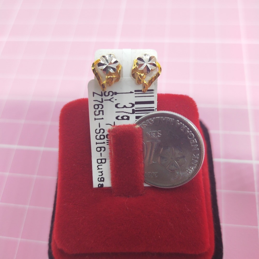 Emas916, Subang Bunga Crki In Love Rh 0.7cm Pd 7651 P411 | Shopee Malaysia