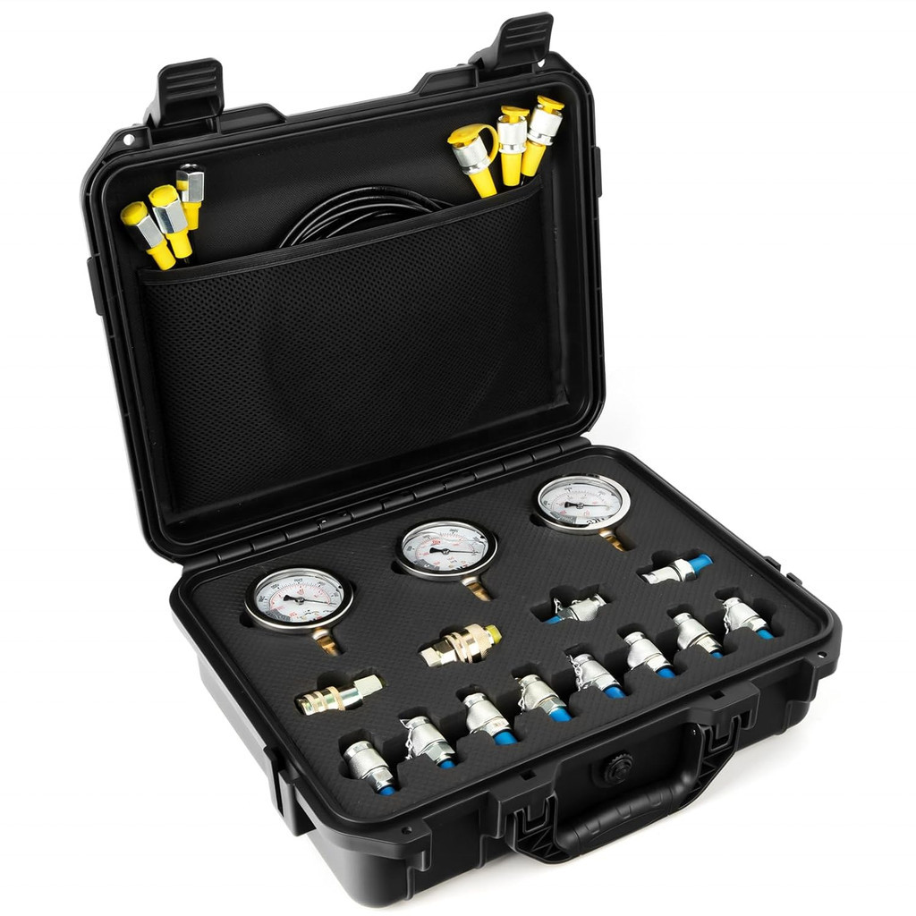 Hydraulic Pressure Gauge Kit WITH 12 Couplings 3 Test Hose and 3 ...