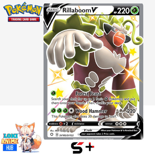Rillaboom #SV105/SV122 V SHINY Full Art Gred S+ Pokemon Card Game tcg ...