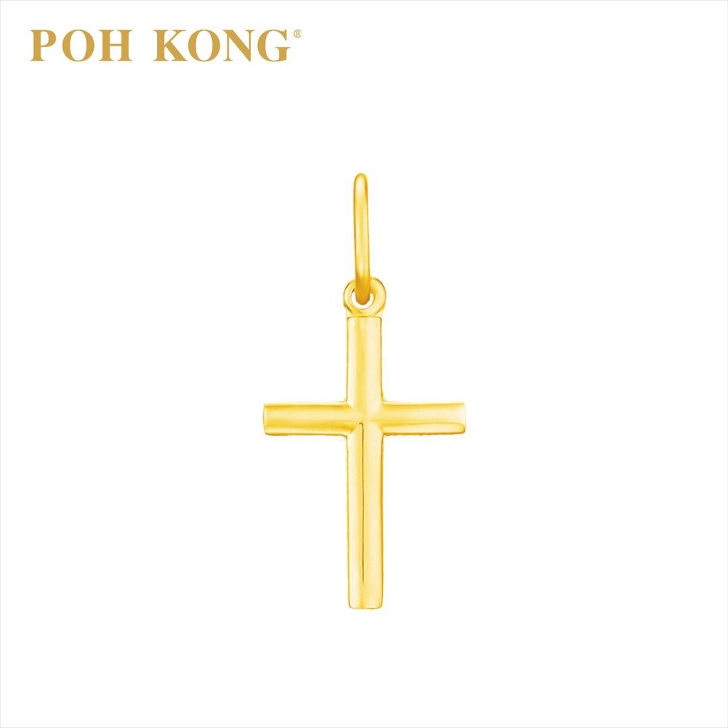 POH KONG 916/22K Gold Smooth Cross Pendant | Shopee Malaysia