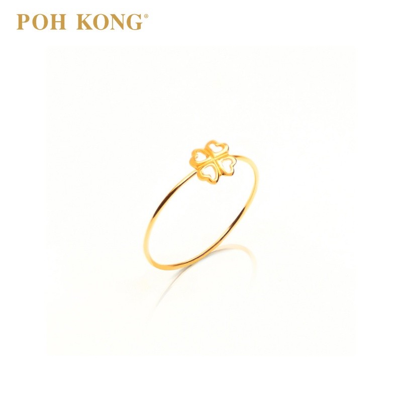 POH KONG 916/22K Gold Clover Heart Mini Ring | Shopee Malaysia