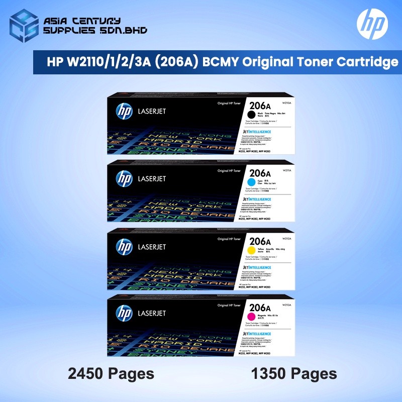 HP 206A Black /Cyan/ Yellow/ Magenta Original LaserJet Toner Cartridge ...