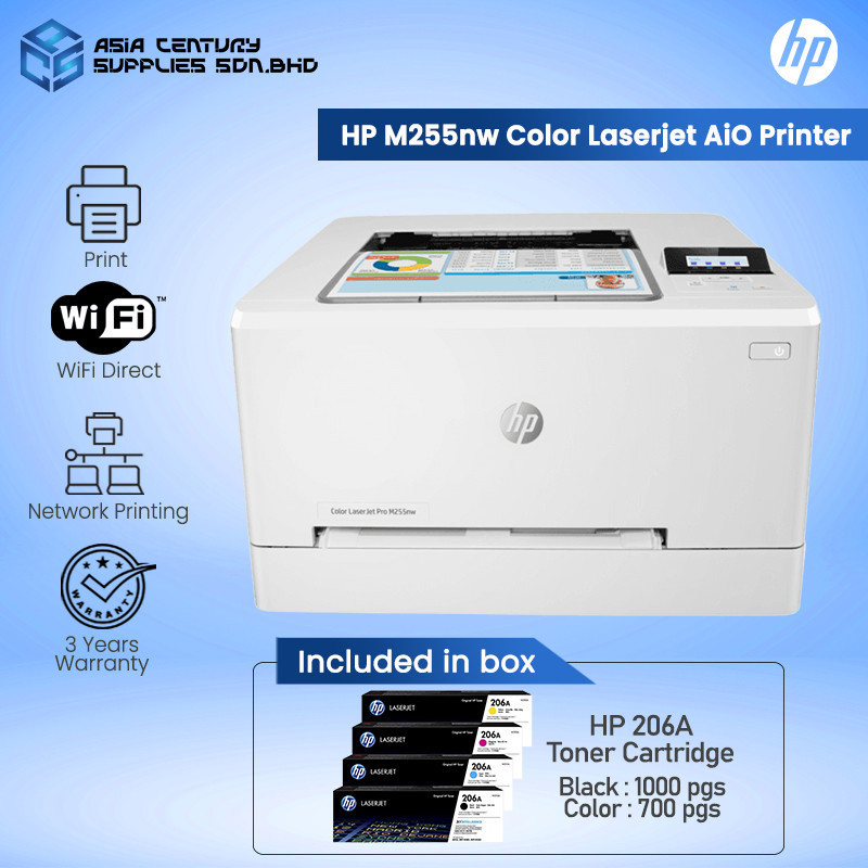 Printer HP Colour Laserjet Pro M255nw / Print Wireless / Color Toner ...