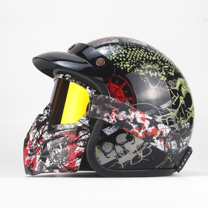 open face Retro Vintage Casco Moto Unisex Motorcycle Helmet Open Face ...