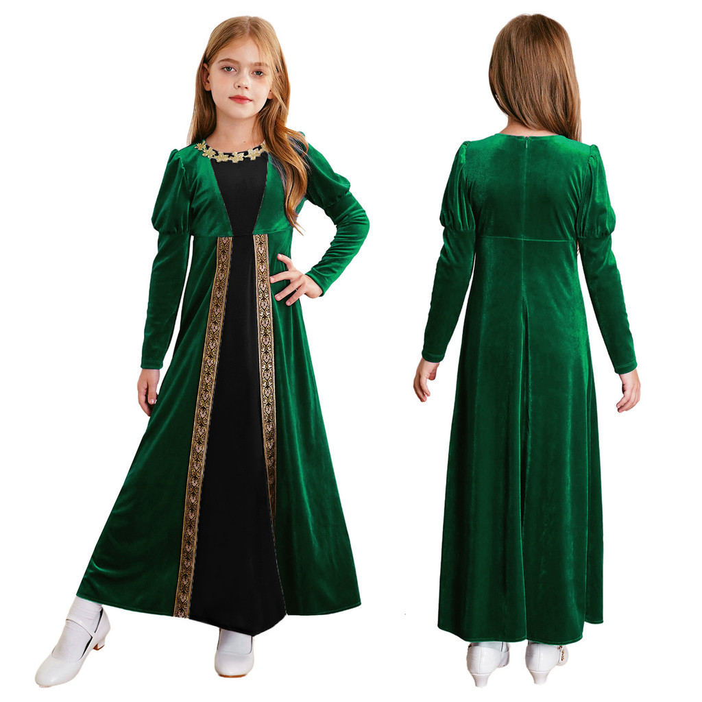 Yeahdor Kids Girls Medieval Renaissance Velvet Dress Costume Long ...