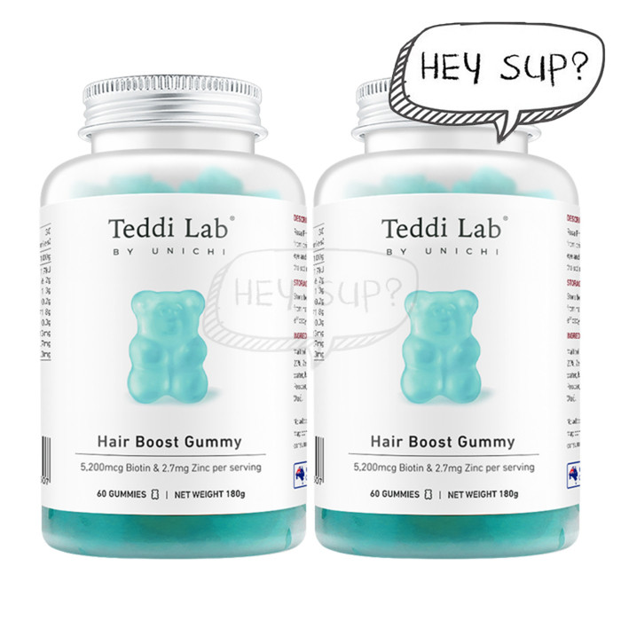 Unichi Teddi Lab Hair Boost Gummy Biotin + Zinc Gummy 60 Gummies x2 ...