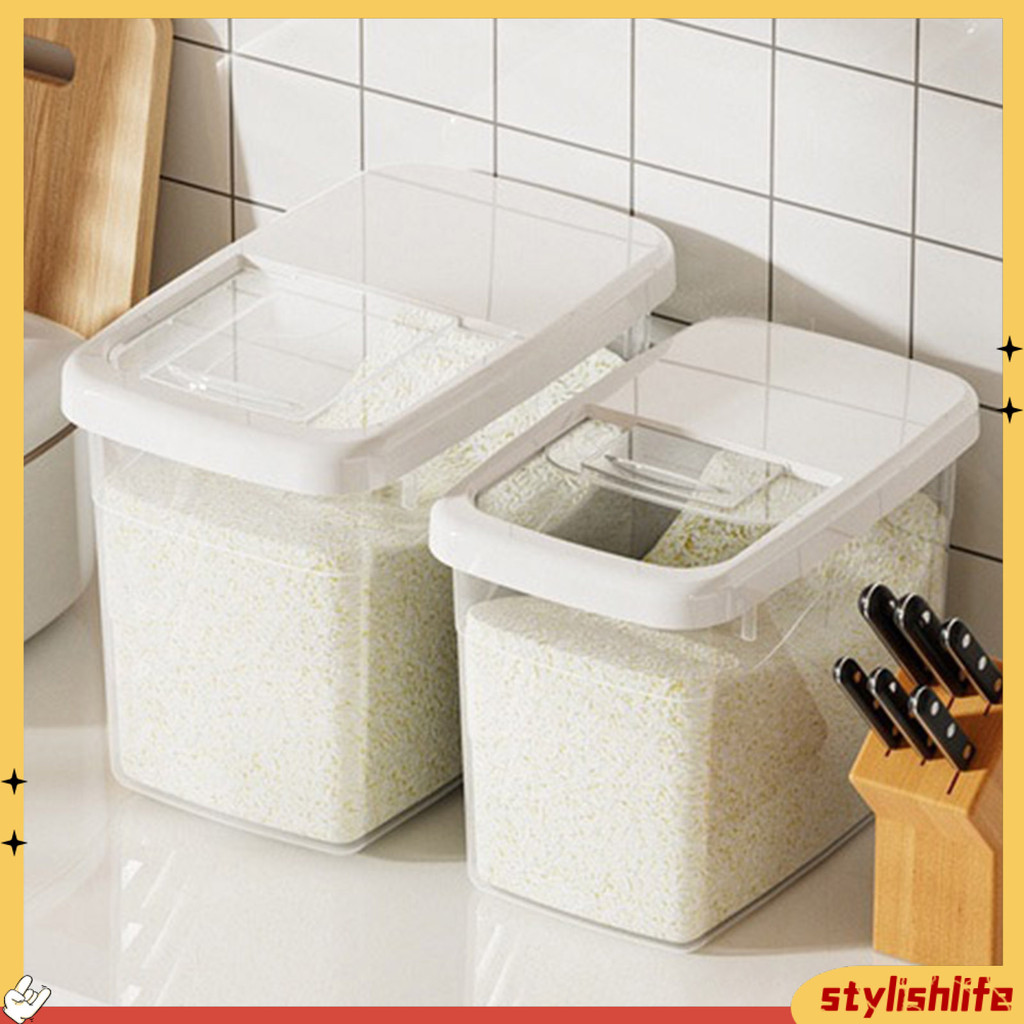 [stylishlife] BIL 10kg/13kg/8kg Rice Container with Dustproof Lid Keep ...