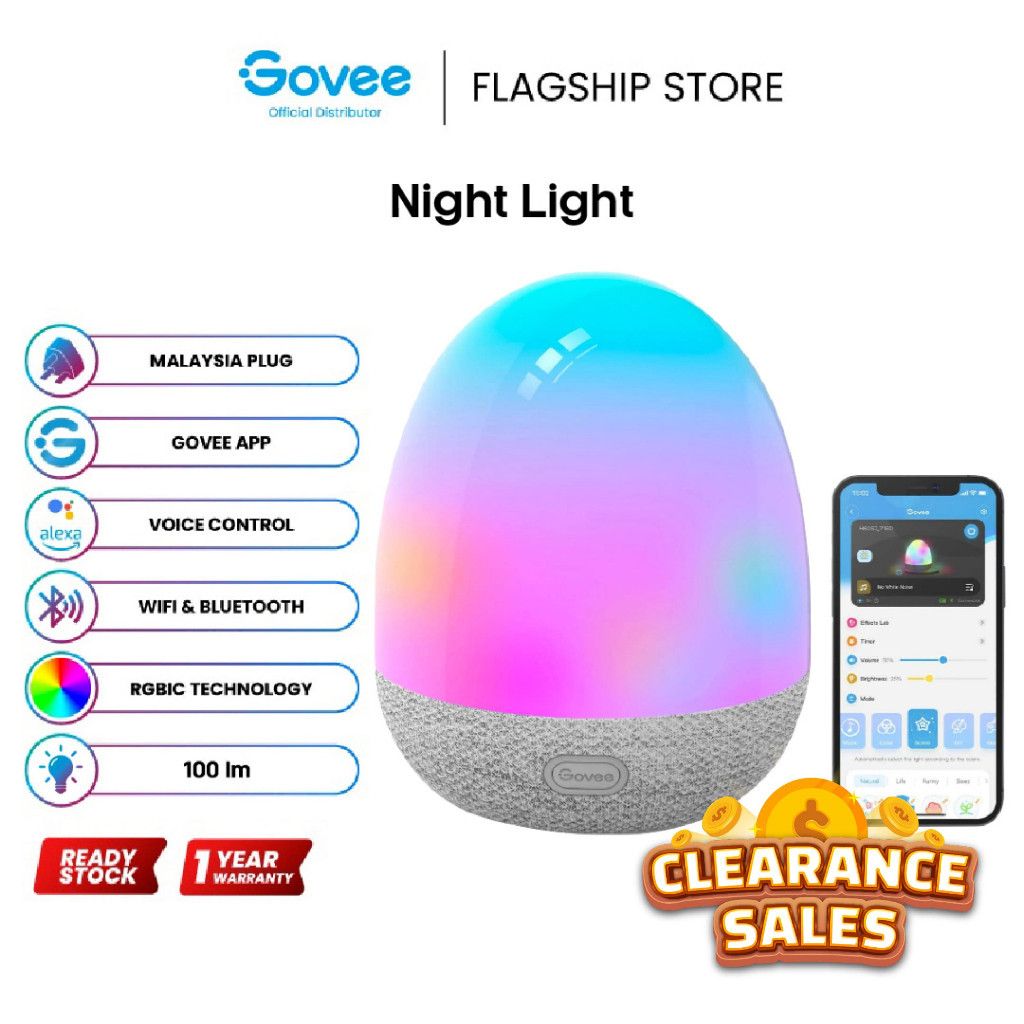 Govee RGBIC Night Light Table Lamp Bedside Lamp Smart Light Table Light ...