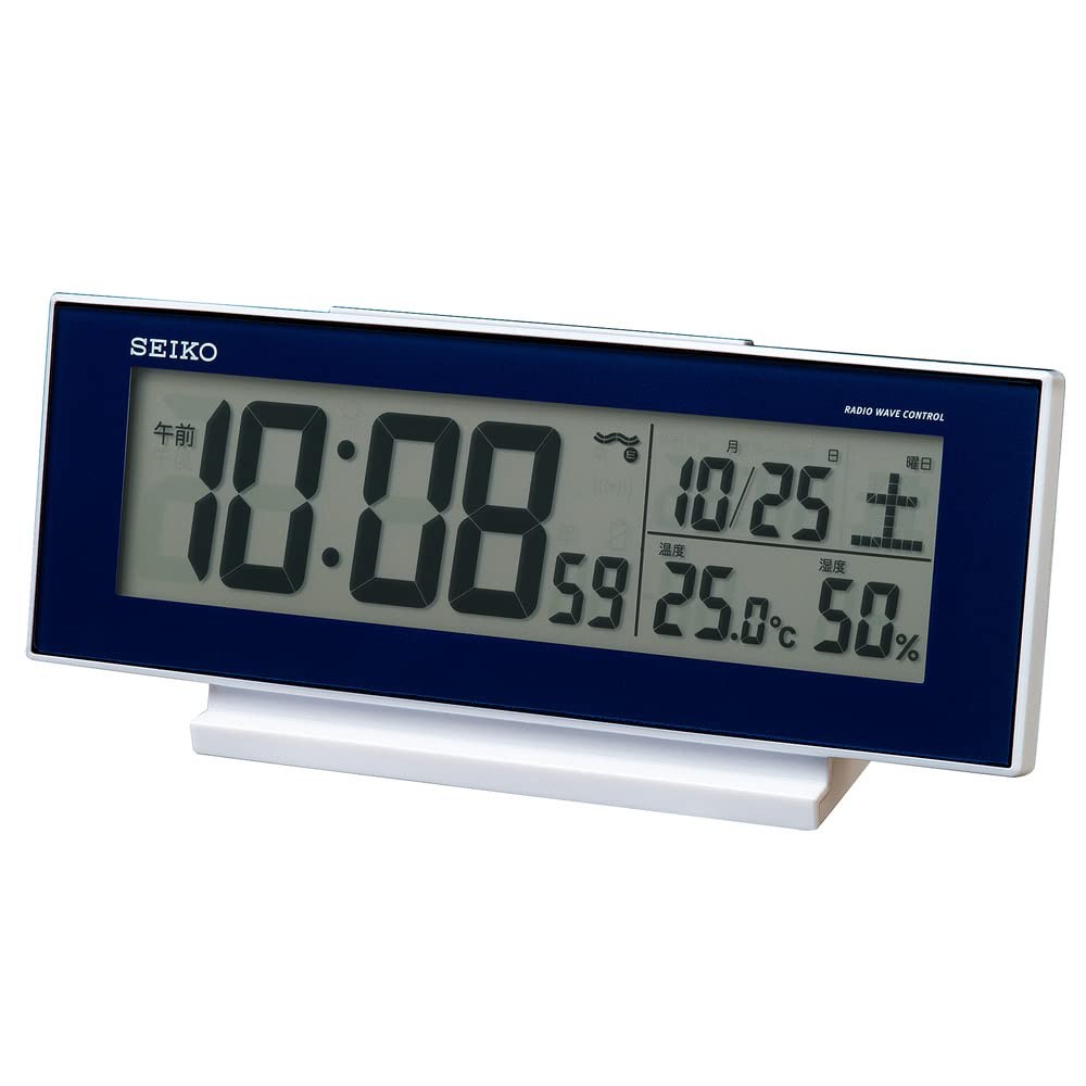 Seiko Clock Alarm Clock Always On Radio Wave Digital Calendar ...