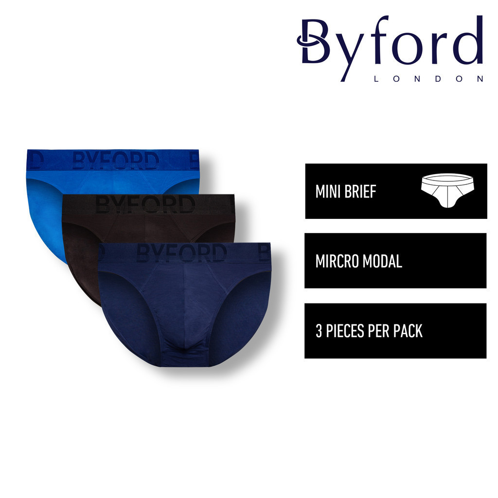 Byford Mens Micro Modal Mini Underwear - Assorted Colours (3 Pcs ...