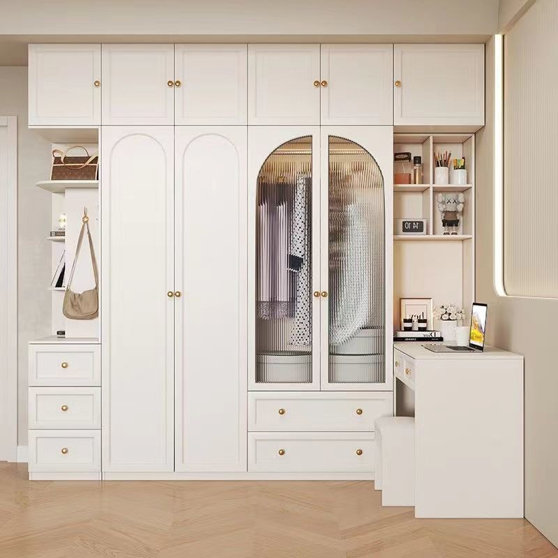 JY-8/Light Luxury Cream Style French Wardrobe Desk Combo White Corner ...