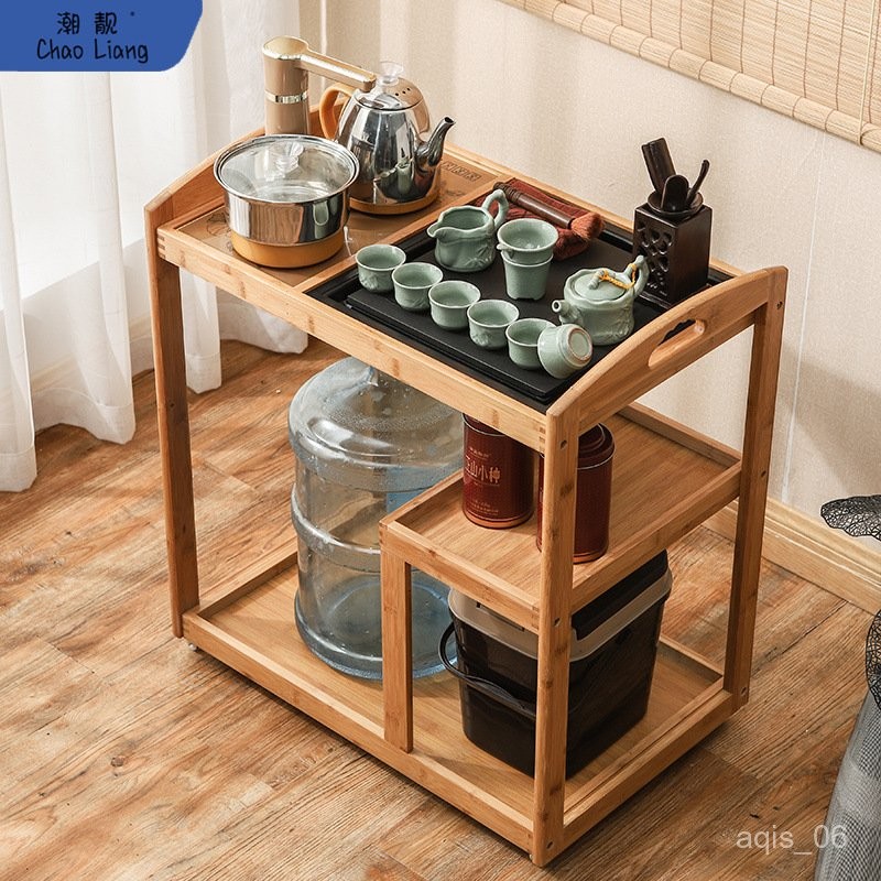 J-H/Mobile Tea Table Home Small Tea Table Tea Cart Solid Wood Tea Set ...