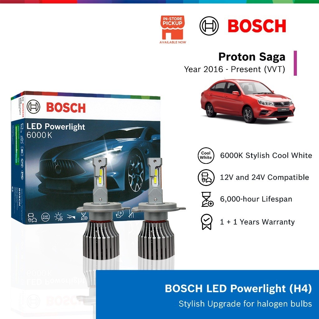 Bosch LED Powerlight Retrofit 6000K Proton Saga VVT (2016 - Present) H4 ...