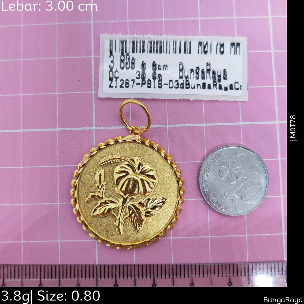 Emas916, Loket D3d Bunga Raya Coin Crv Pintal Edge 3.1 cm Pd 1267 P N ...