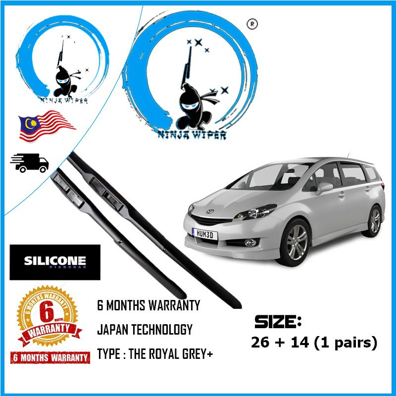 🇯🇵 Ninja Wiper The Royal GREY+🇯🇵 TOYOTA WISH (26"+14" 1PAIR) Wiper 3 ...