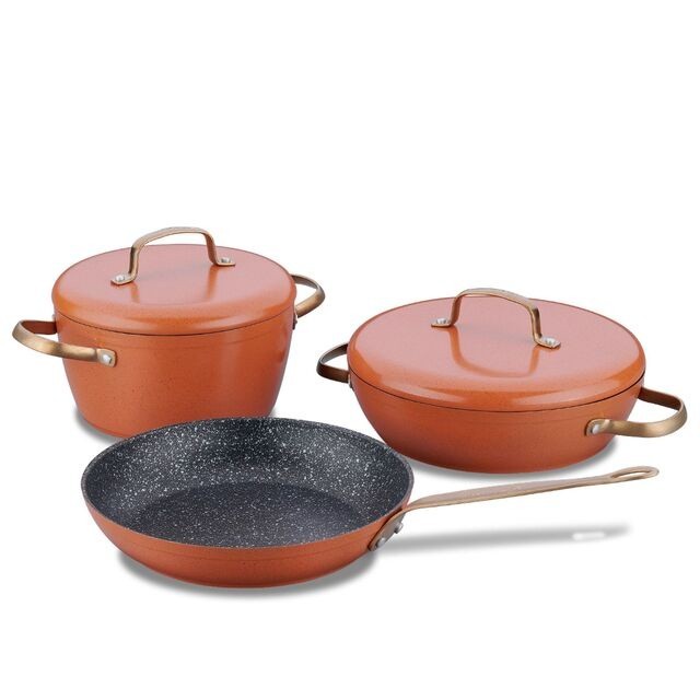 Korkmaz Vintage Non-Stick Cookware Set - Frying Pan and Cooking Pot ...