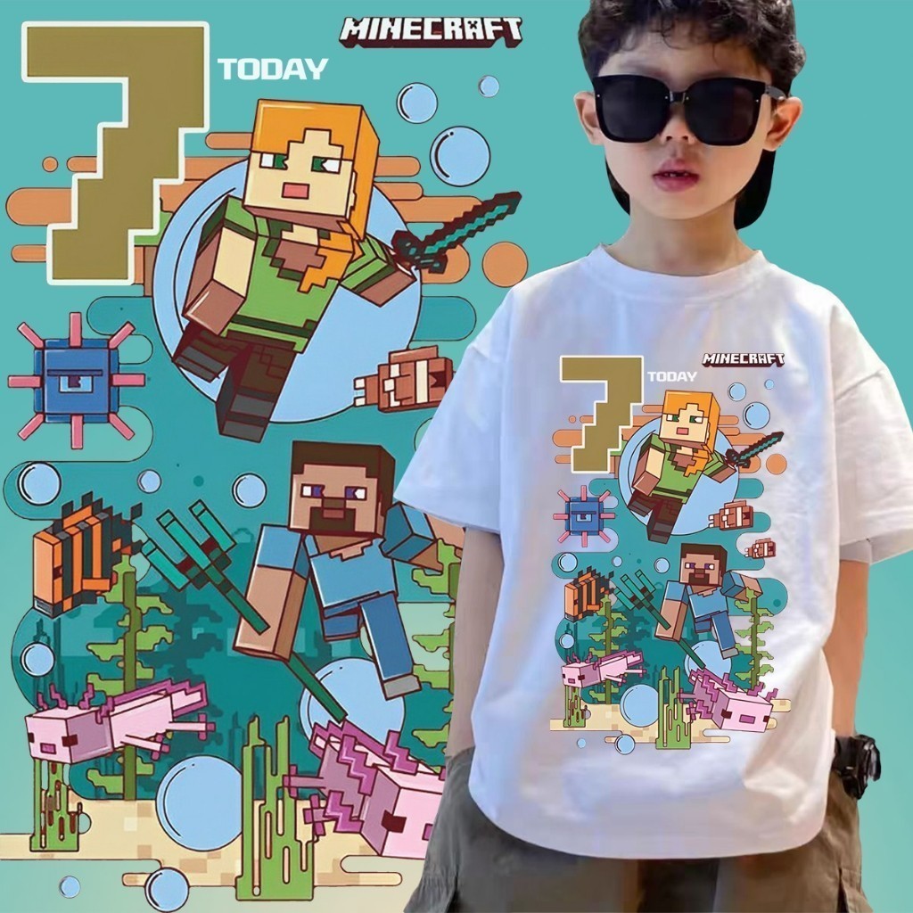 Baju T Minecraft Jj & Mikey Maizen Kanak-Kanak 2025 – Leher Bulat ...