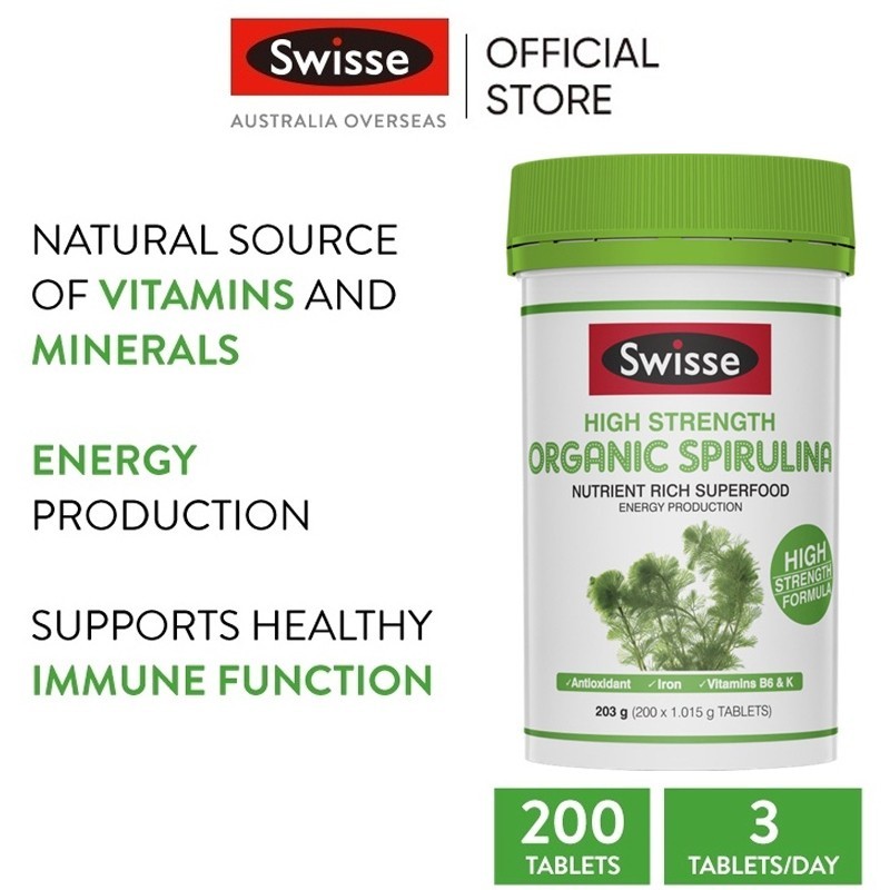 Swisse High Strength Organic Spirulina 200 Tablets (EXP:09 2028 ...