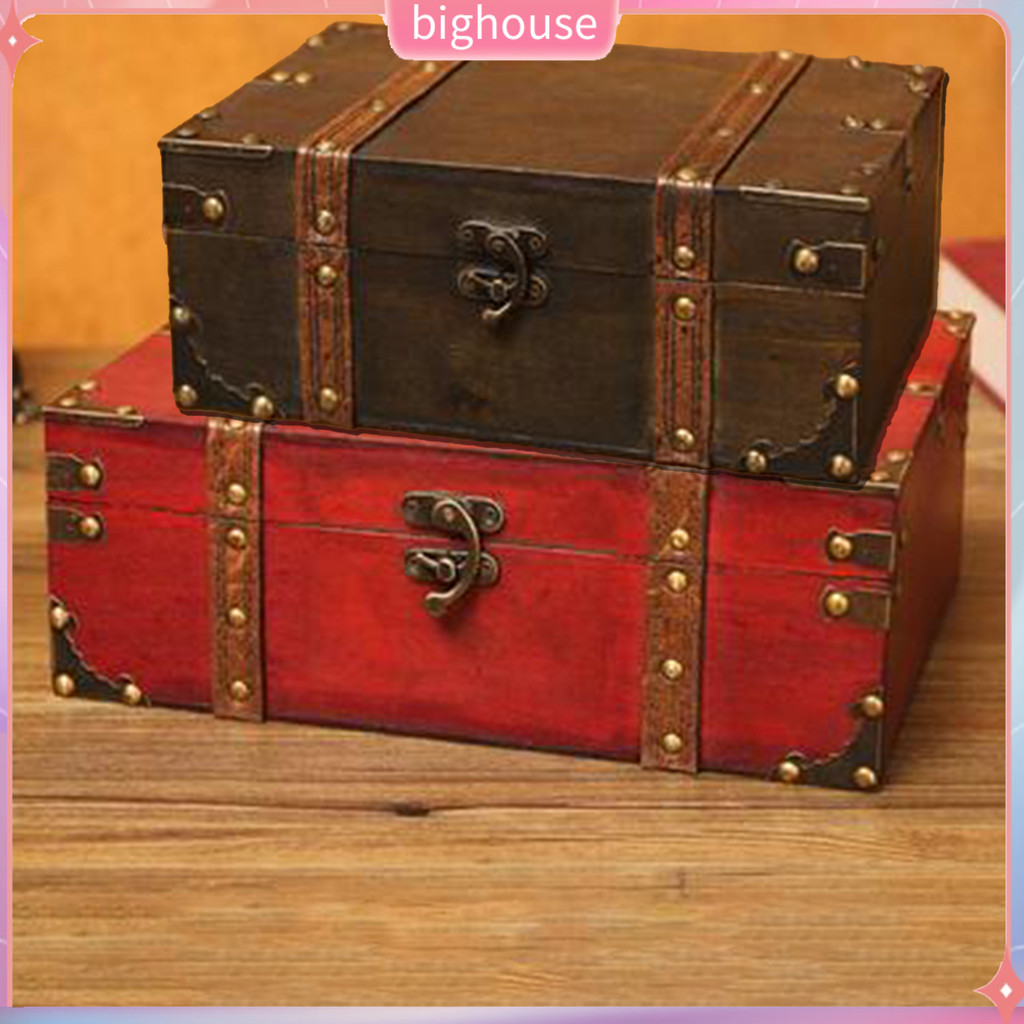 (BH) Storage Organizer Visual Interest Large Capacity Wooden Treasure ...