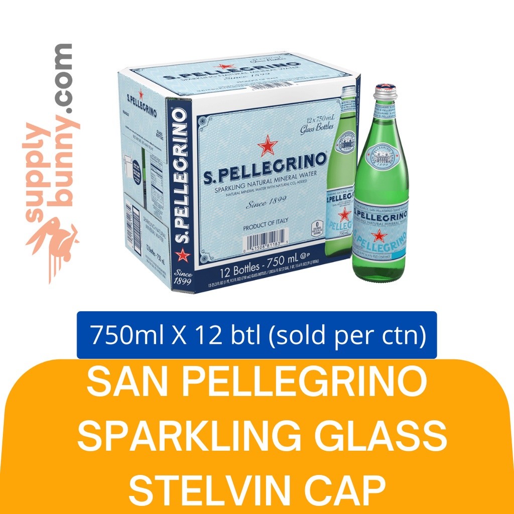 San Pellegrino Sparkling Natural Mineral Water GLASS (Stelvin Cap) [750ml per bottle x 12 ...