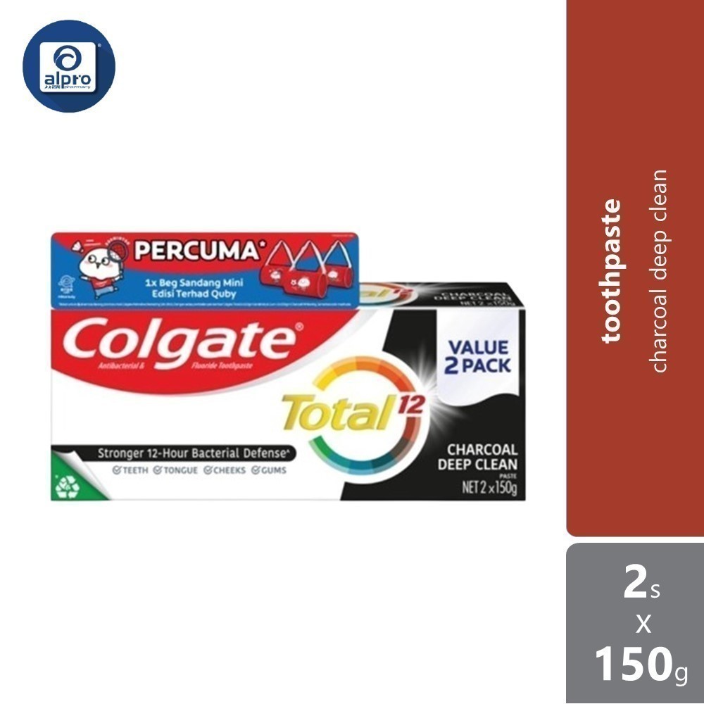 Colgate Total Charcoal Deep Clean 150g 2s Free Quby Sling Bag ...