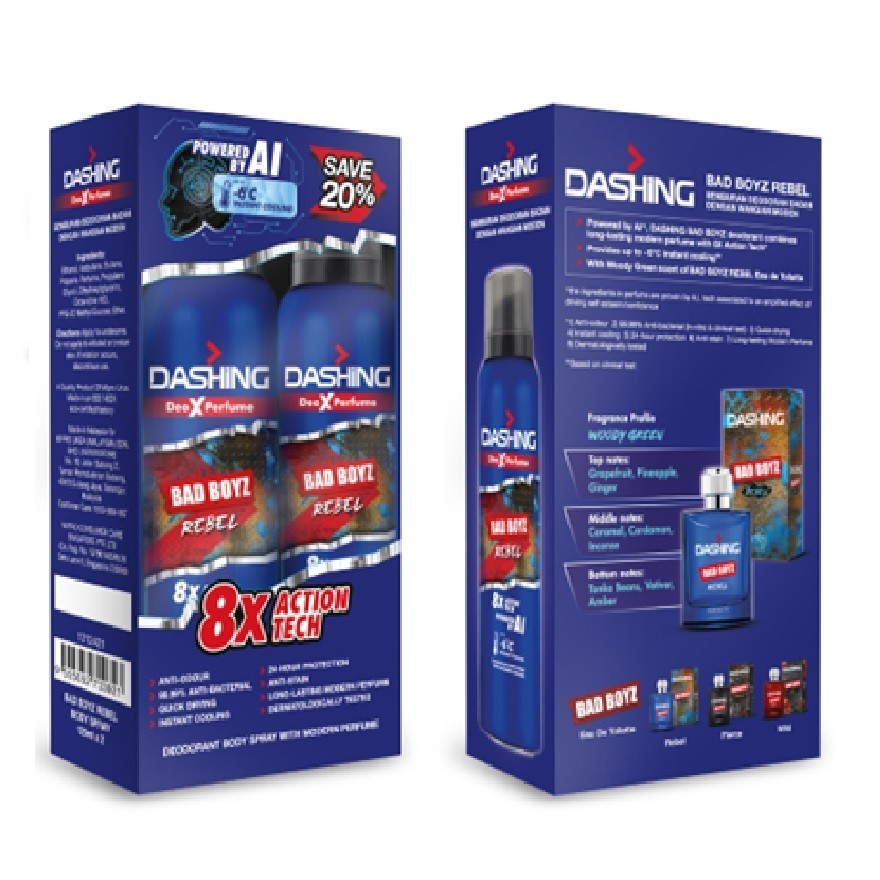 DASHING Bad Boyz Deodorant Body Spray Rebel 2x125ml | Shopee Malaysia