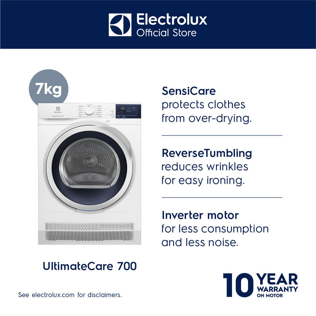 Electrolux UltimateCare™ 700 Condenser Dryer (7kg) EDC704GEWA | Shopee ...