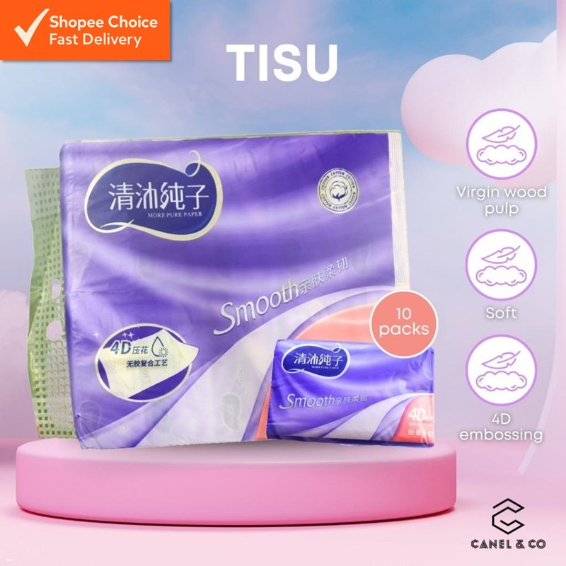 [Shopee Choice] [1 Carton] [3200 Sheets] 4D Deco Embossed Thick Facial Tissue (10pack x 320 ...