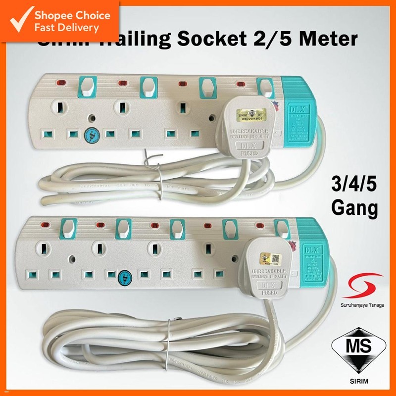 Sirim Trailing Socket Heavy Duty Extension Plug Universal Socket Multi Power Plug Extension ...