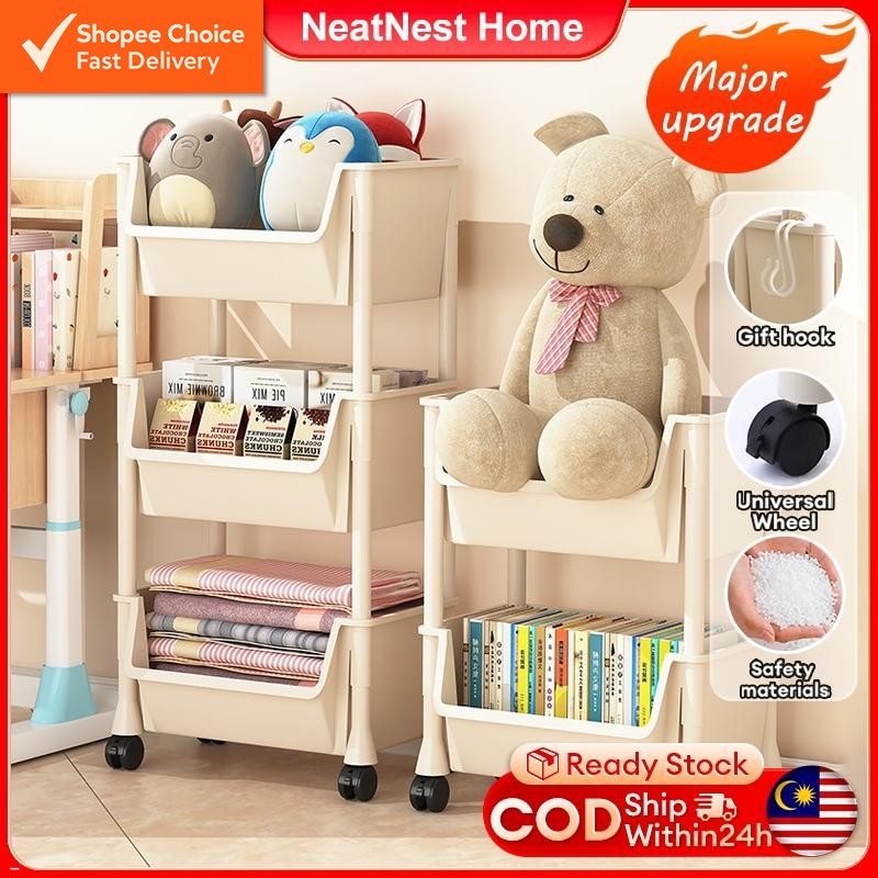 [Shopee Choice] Storage Rack With Wheels Movable Book Shelf Rack Multi ...