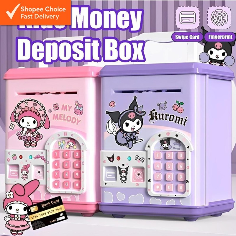Digital ATM Money Box for Kids – Fingerprint & Password Lock, Large ...