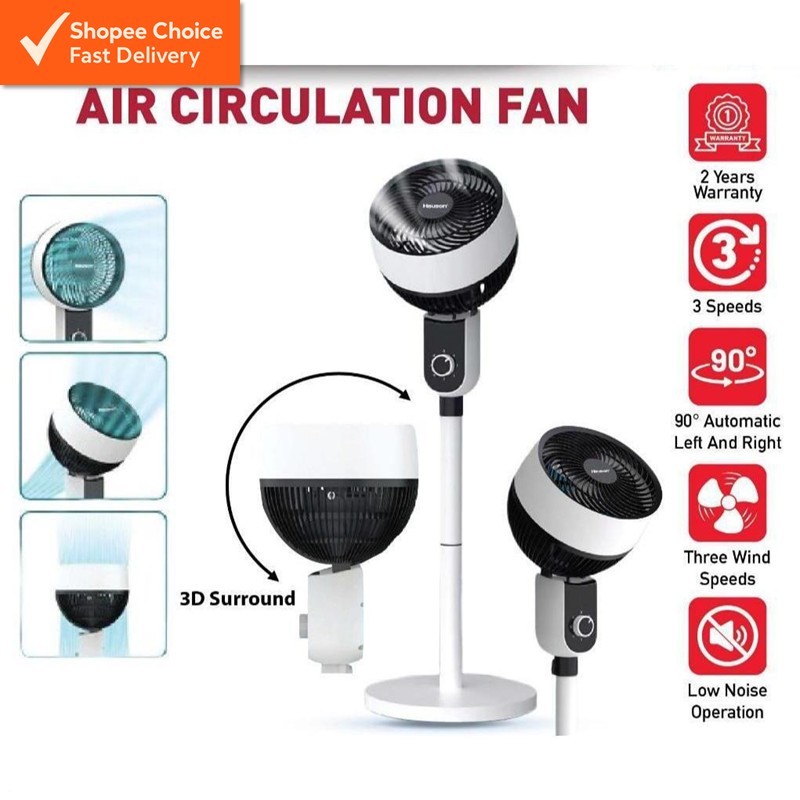 Hauson 3D Air Circulation Fan Stand Fan White/ Electric Kipas Berpusing ...