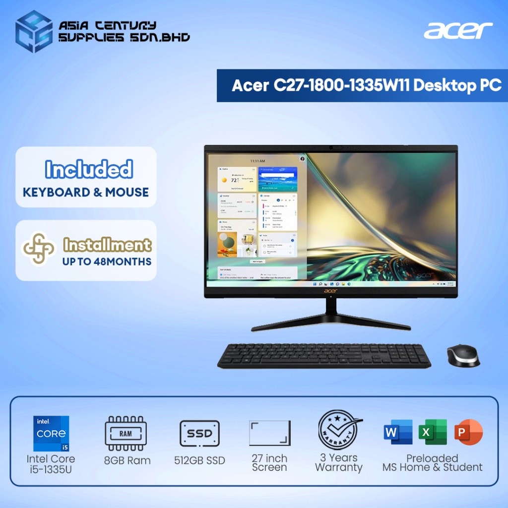Desktop Acer C27-1800-1335W11 27" 1920x1080/Intel® CoreTM i5-1335U/16GB ...