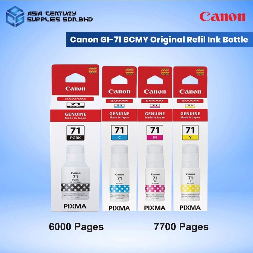 Ink Cartridge Canon GI-71 Black(135ml) Cyan Magenta Yellow(70ml) / GI ...
