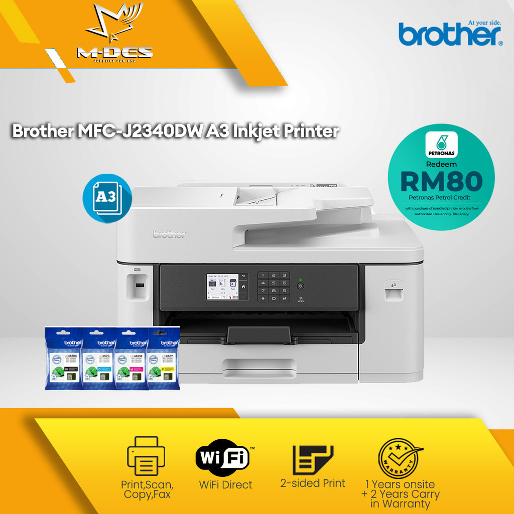 Brother MFC-J2340dw All In One Wireless A3 Color Printer / Print Scan ...