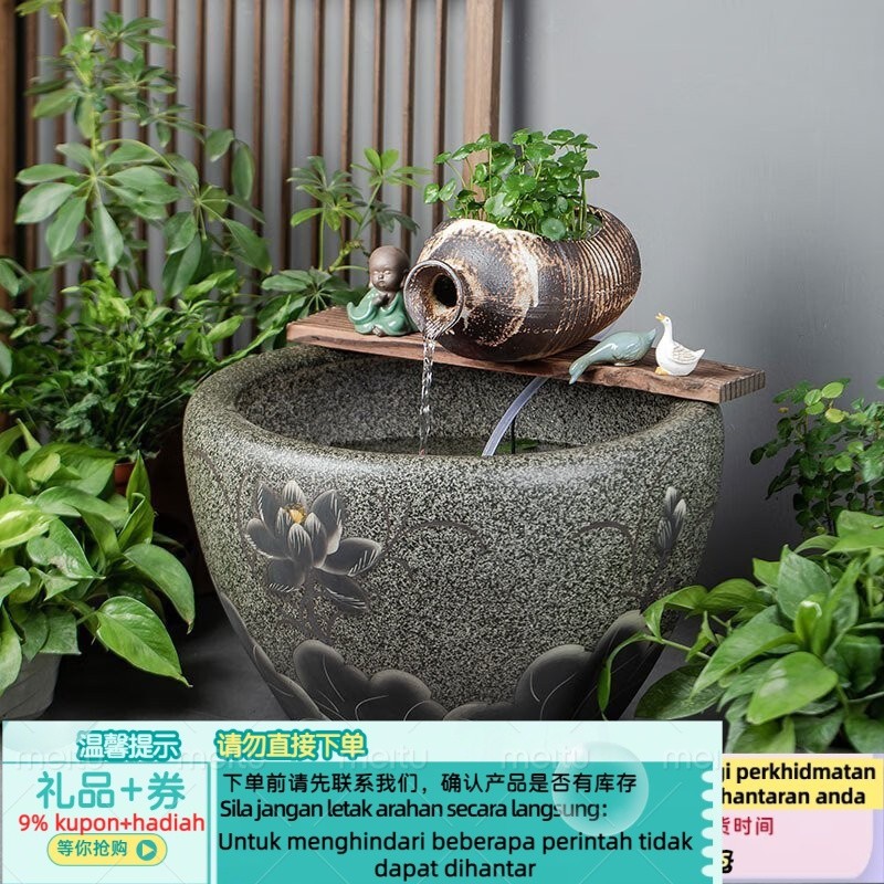 Get 7% coupon+gift】eramic Water Fountain Fish Tank Ceramic Pot Water ...