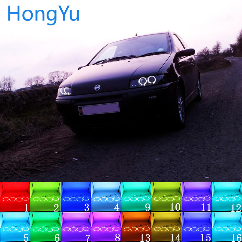 Latest Headlight Multi-color RGB LED Angel Eyes Ring Eye DRL RF Remote ...