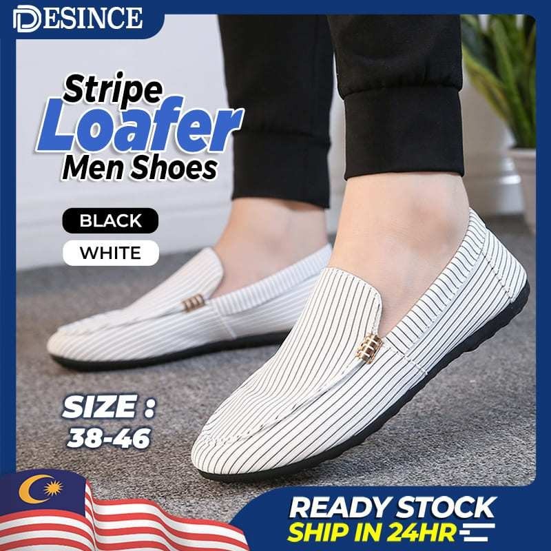 🇲🇾 DESINCE Men Shoes Man Casual Loafers Men Slip-Ons Kasut Shoe Stripe ...