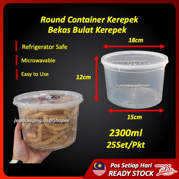 Felton FC2300 Round Disposable Plastic Food Container 2300ml Bekas ...