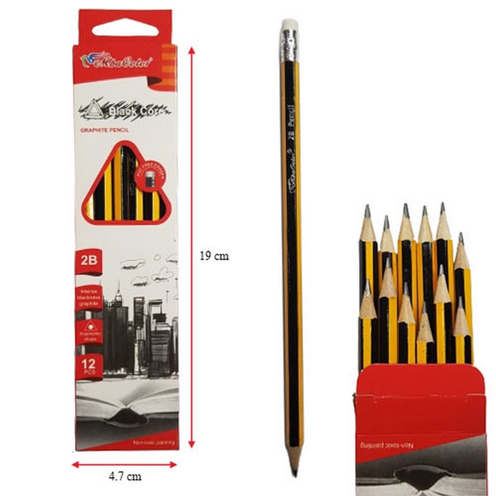 2B 12 PCS GRAPHITE PENCIL set multiple exam grade Writing & Correction ...