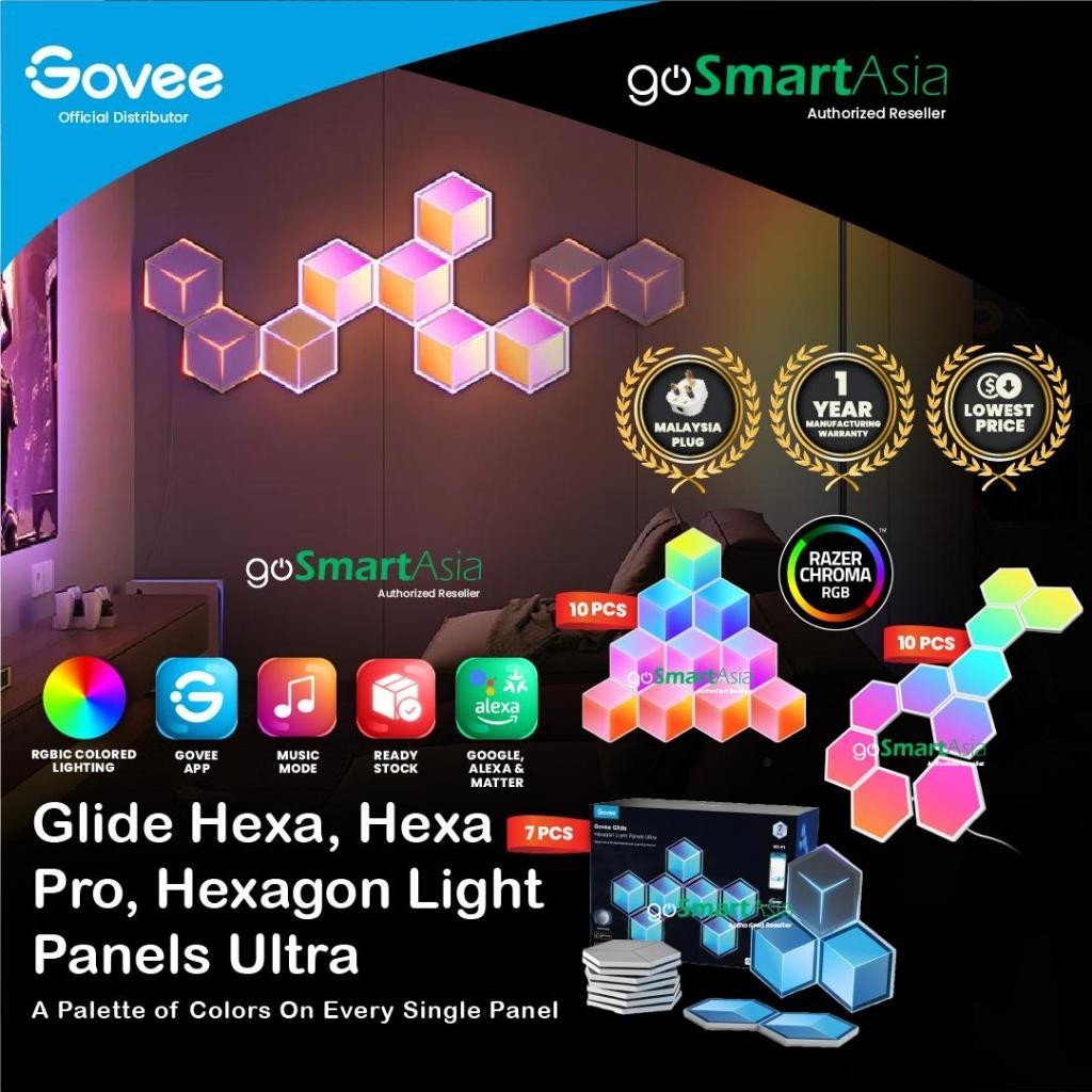 goSmart Asia Govee Hexa/Hexa Pro 7 Pcs Smart LED Hexagon Wall Lights ...